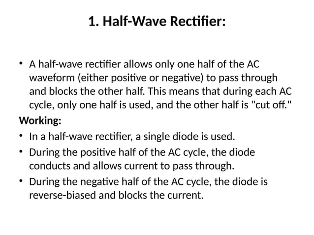 Rectifier half wave and full wave rectifier | PPTX