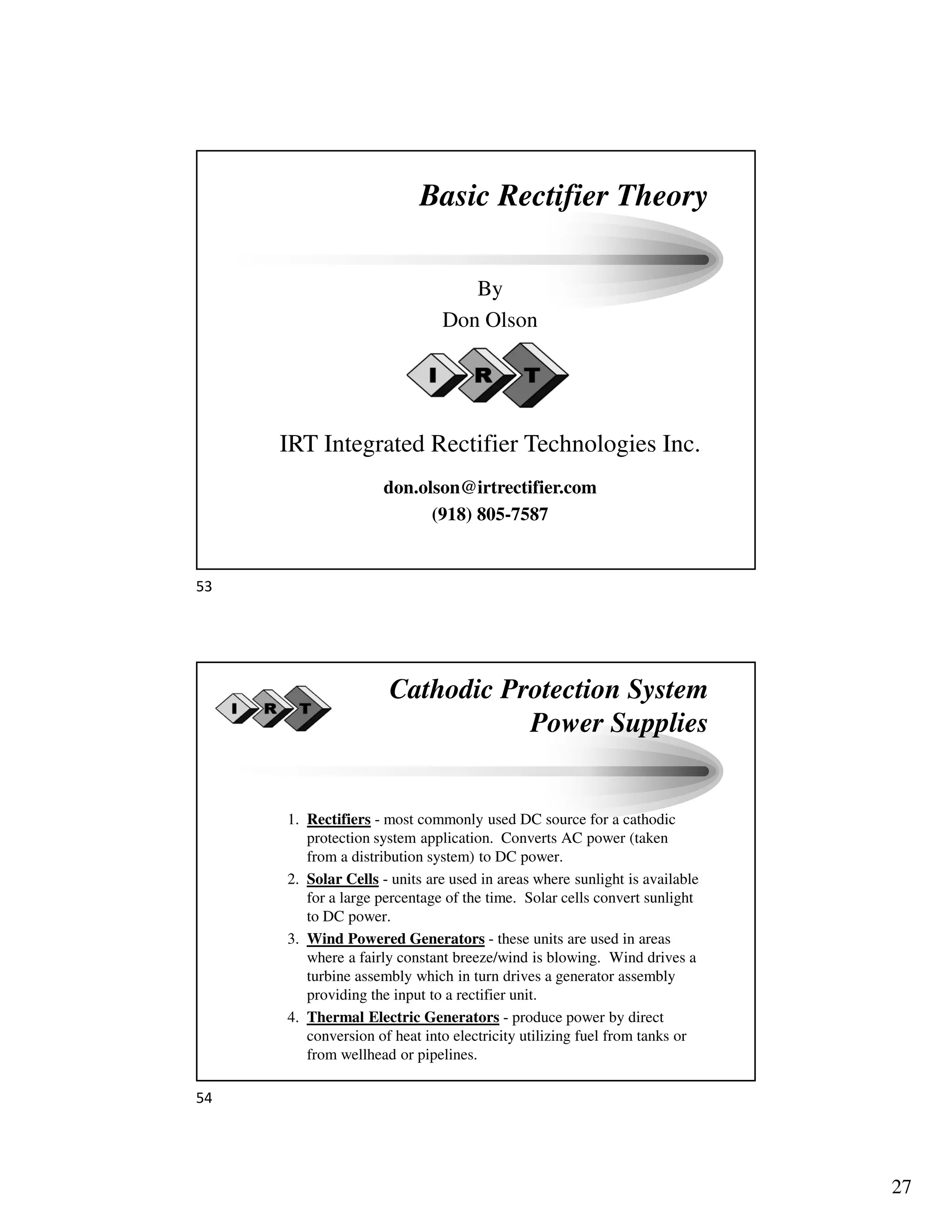 Rectifier Operations & Maintenance - Don Olson - 2.4.2020