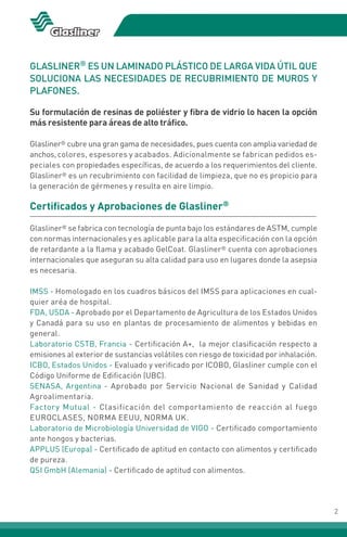 Recubrimientos para muros y plafones Glasliner Gama Folleto | PDF