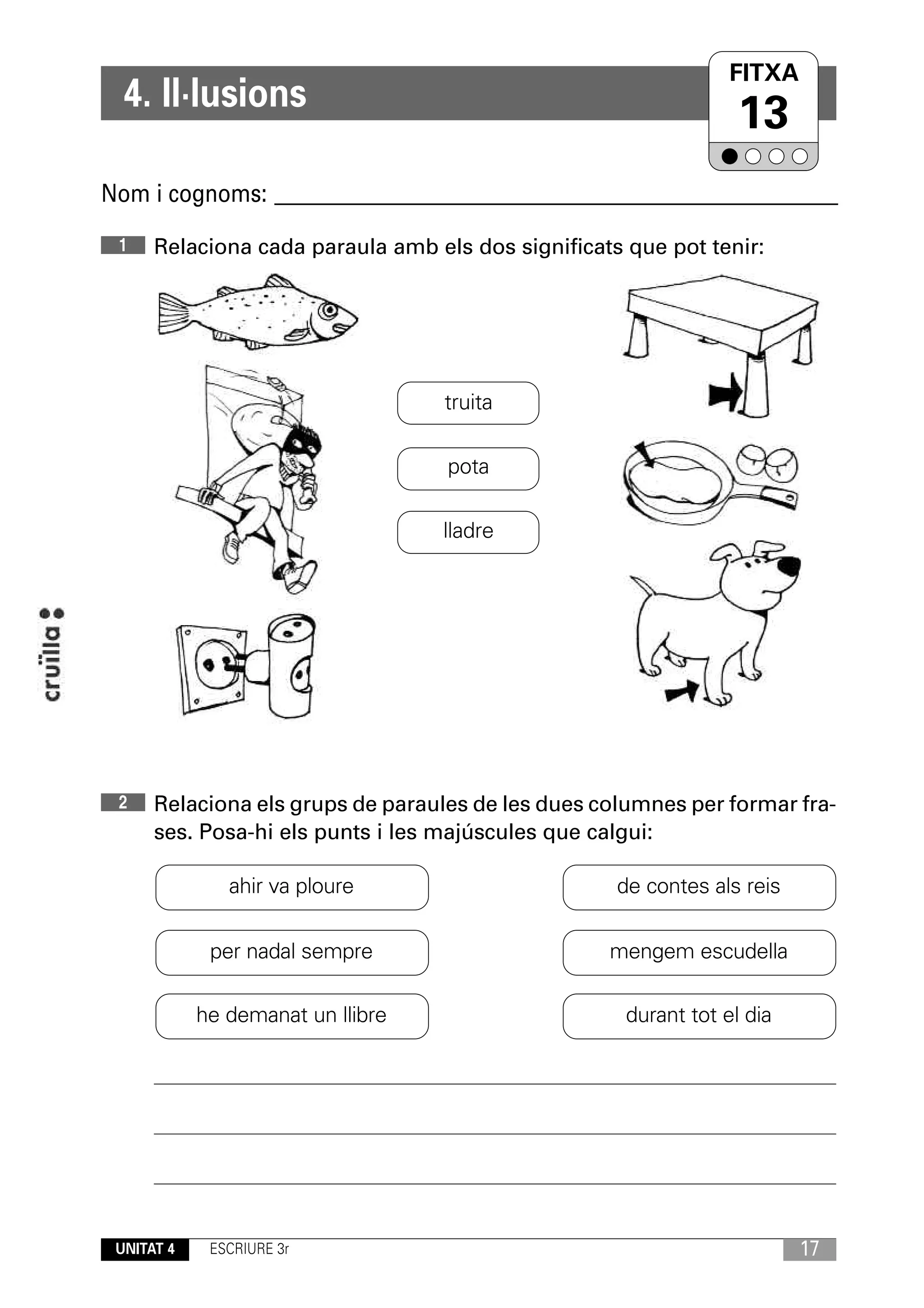 Cuaderno ejercicios de lengua 3r ep, catalán | PDF