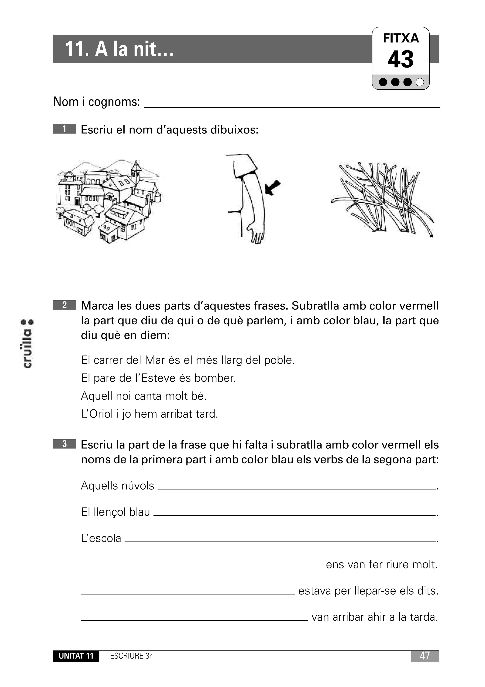 Cuaderno ejercicios de lengua 3r ep, catalán | PDF