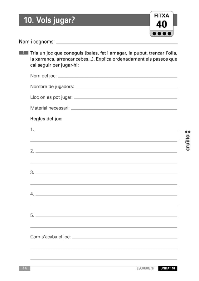 Cuaderno ejercicios de lengua 3r ep, catalán | PDF