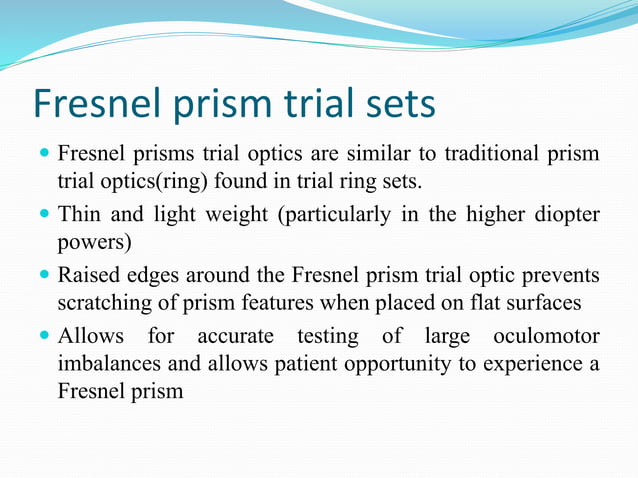 Recumbent prisms and fresnel prisms | PPTX