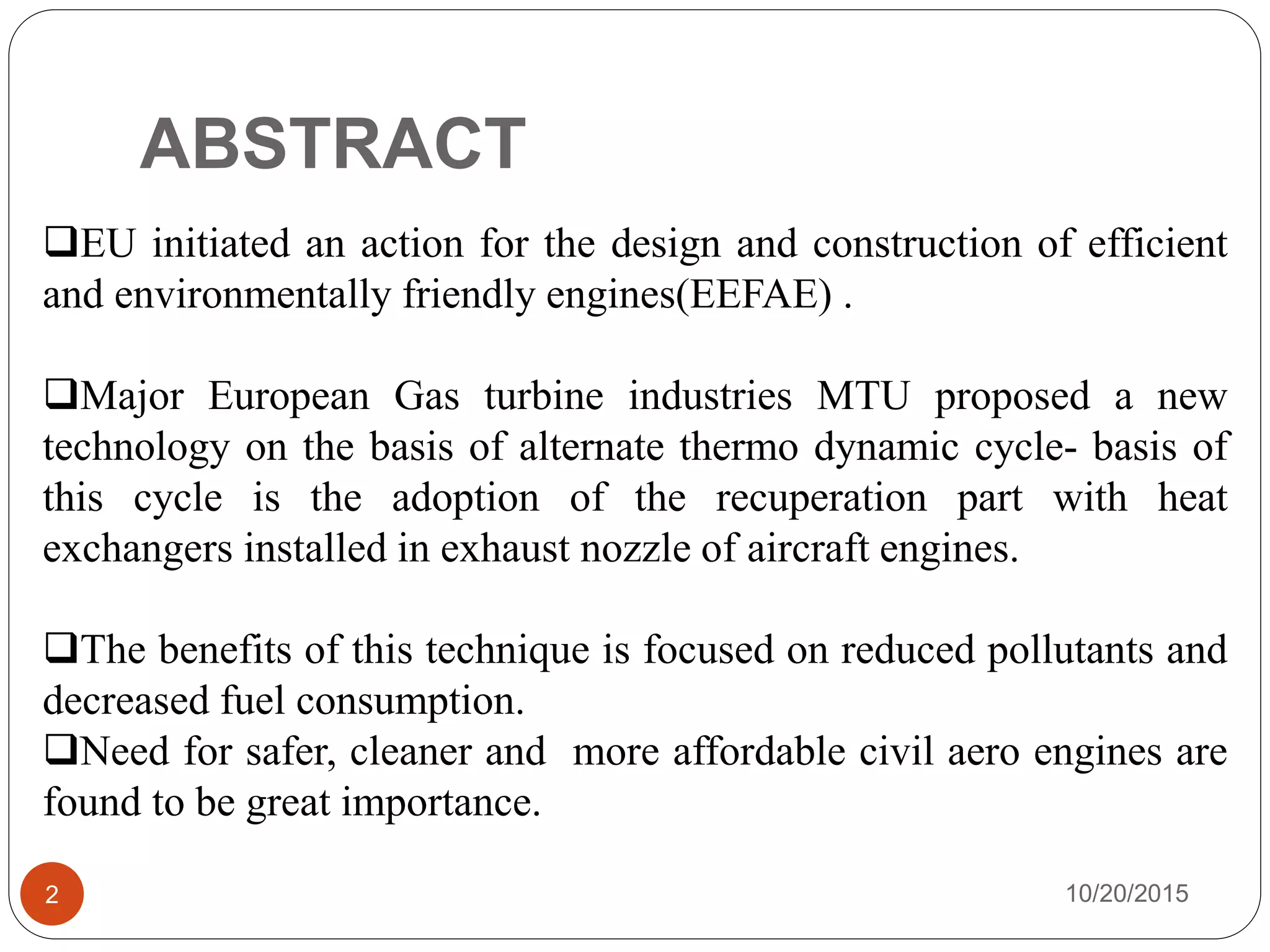 Recuperative heat exchangers in the exhaust nozzle of an Aero engine | PPT