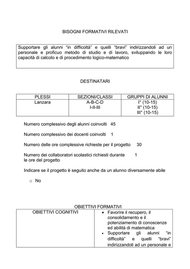 Recupero matematica | DOC | Educational Assessment | Education