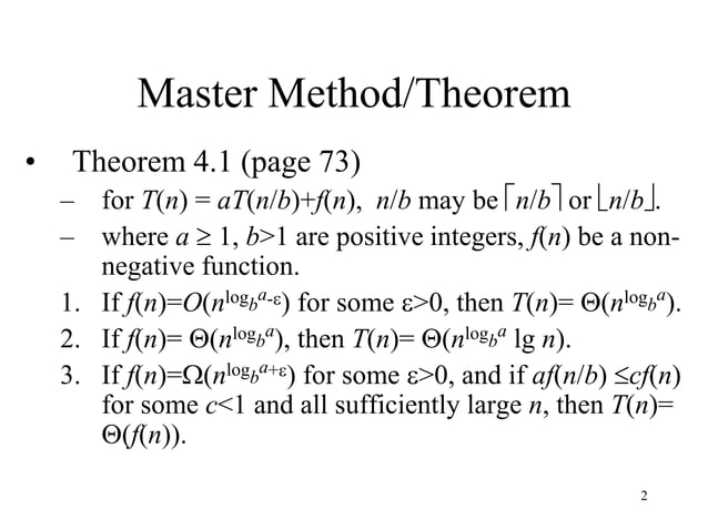 RecurrenceAndMasterTheorem.ppt