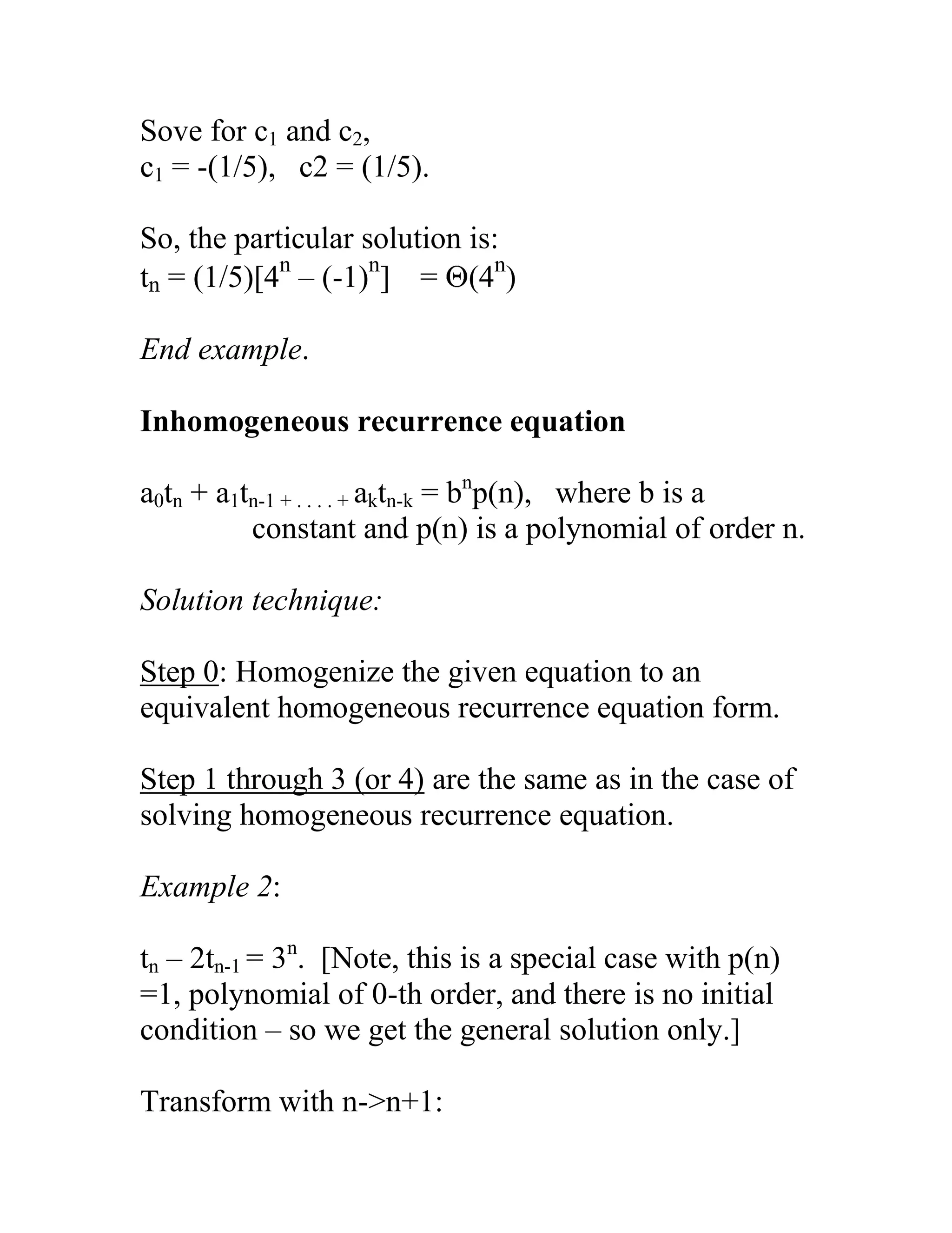 Recurrence equations | DOCX