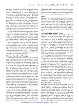 Recurrence of congenital heart defects in families | PDF