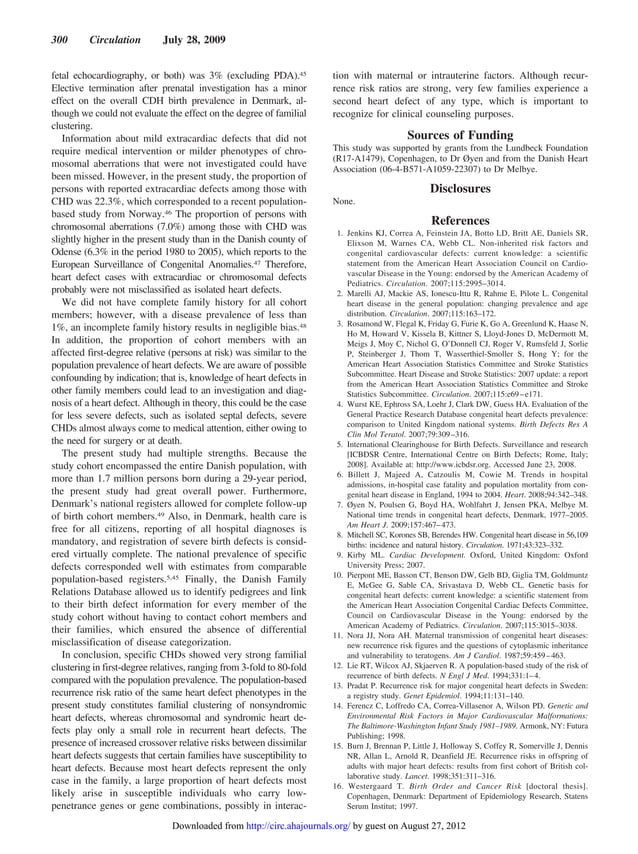 Recurrence of congenital heart defects in families | PDF