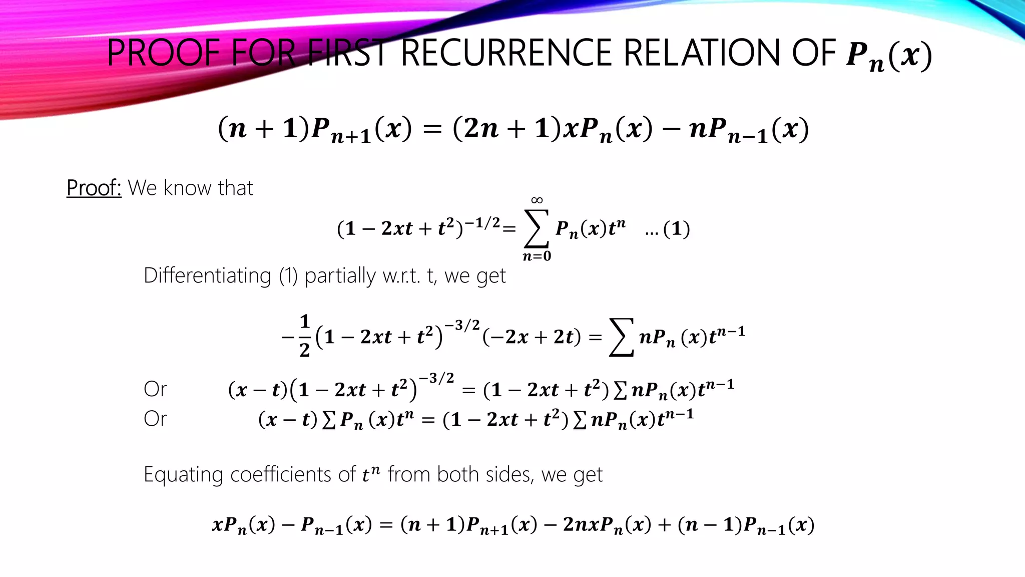 Recurrence relation of Bessel's and Legendre's function | PPTX