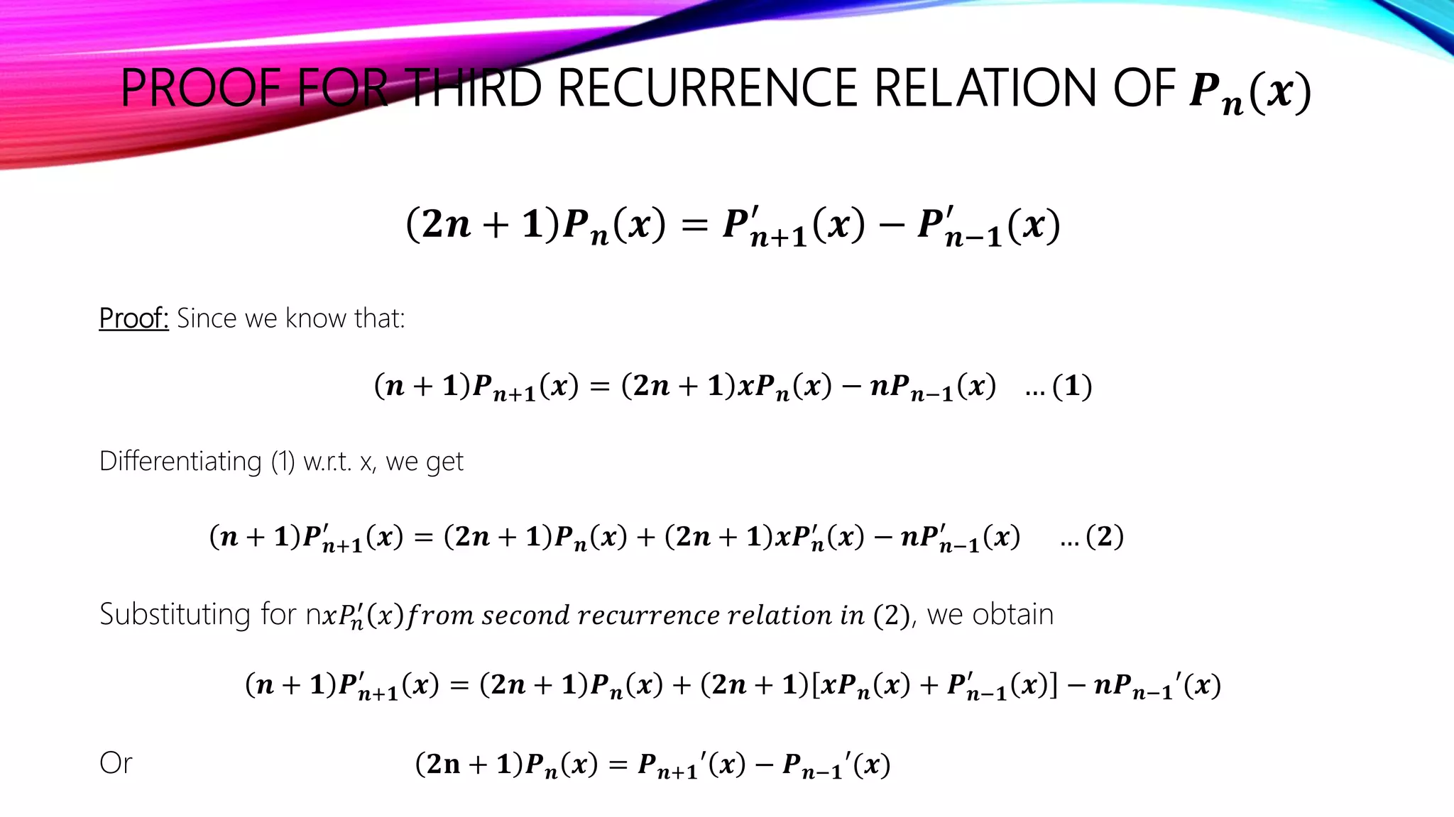 Recurrence relation of Bessel's and Legendre's function | PPTX