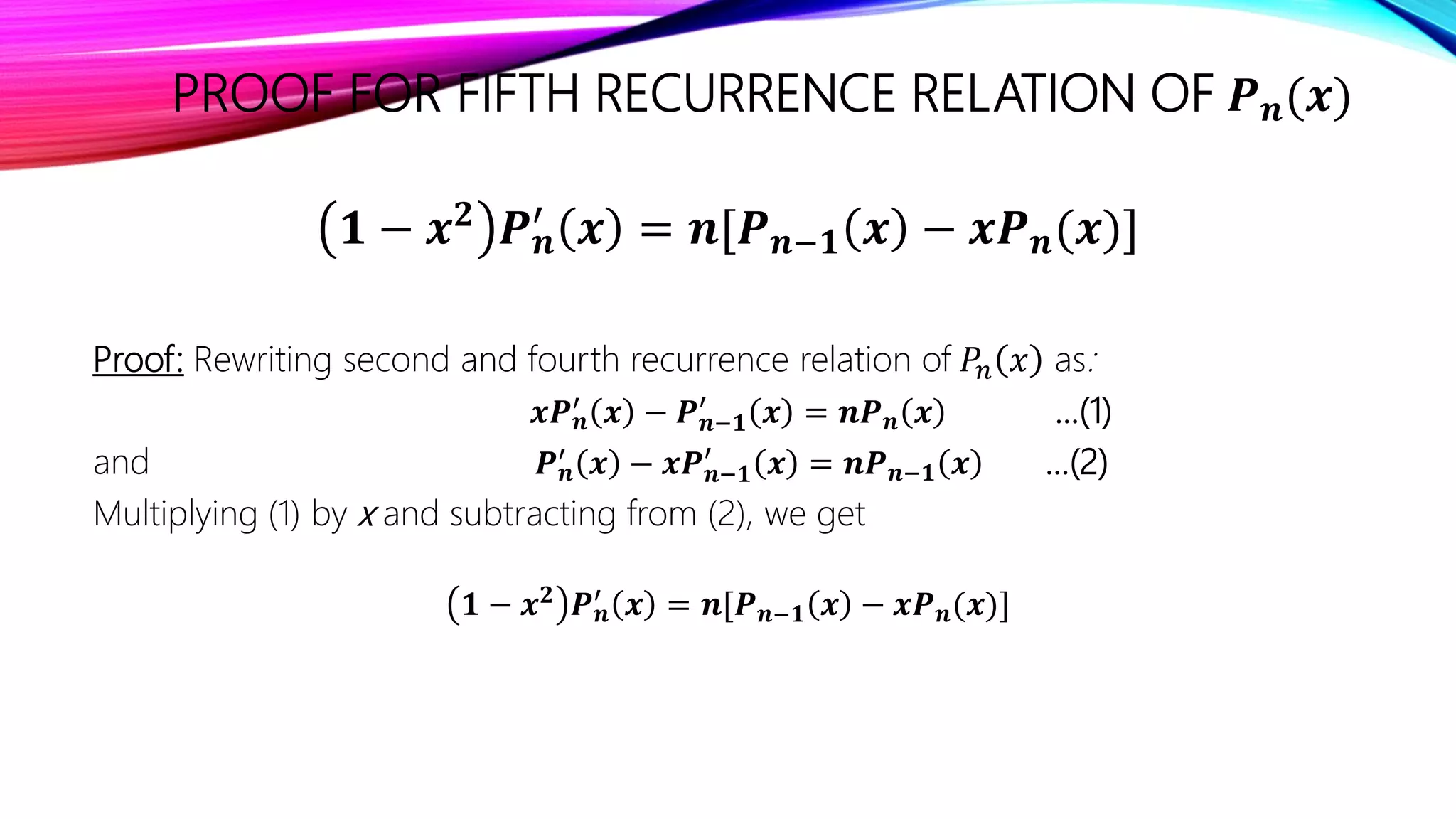 Recurrence relation of Bessel's and Legendre's function | PPTX