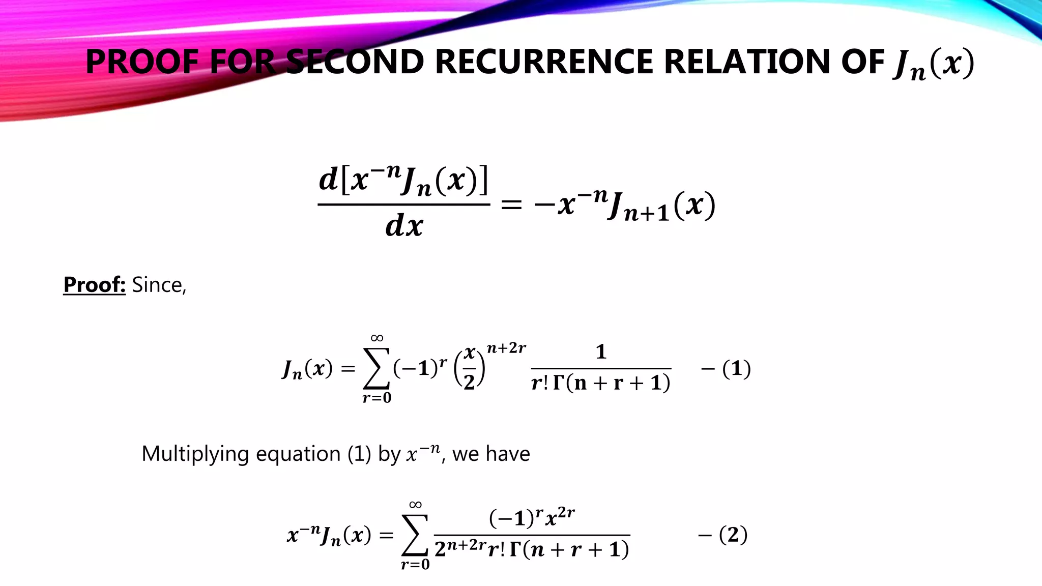 Recurrence relation of Bessel's and Legendre's function | PPTX