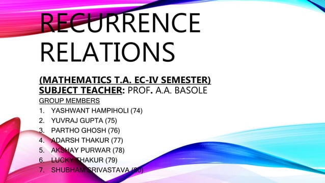 Recurrence Relation Of Bessels And Legendres Function Ppt
