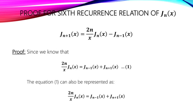 Recurrence relation of Bessel's and Legendre's function | PPTX