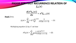 Recurrence relation of Bessel's and Legendre's function | PPTX