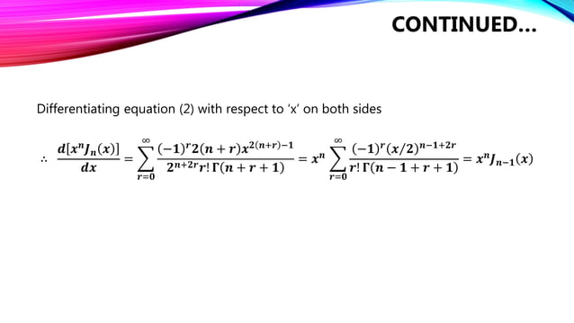 Recurrence relation of Bessel's and Legendre's function | PPTX