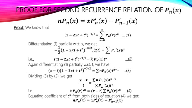 Recurrence Relation Of Bessel S And Legendre S Function