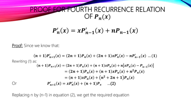 Recurrence Relation Of Bessel S And Legendre S Function