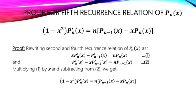 Recurrence Relation Of Bessel S And Legendre S Function