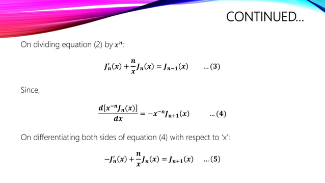 Recurrence Relation Of Bessel S And Legendre S Function