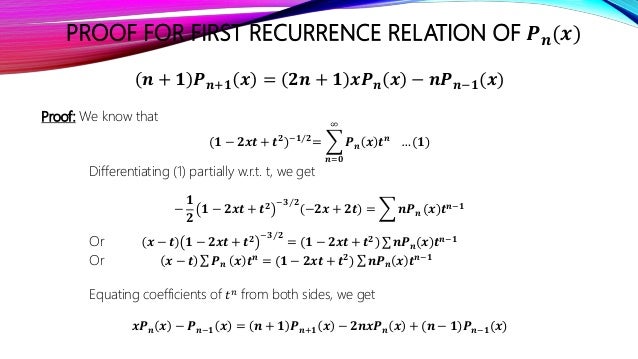 Recurrence Relation Of Bessels And Legendres Function