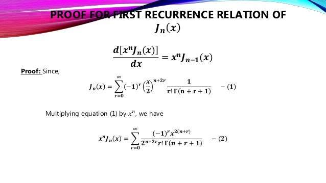 Recurrence Relation Of Bessels And Legendres Function