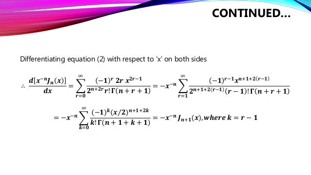 Recurrence Relation Of Bessels And Legendres Function
