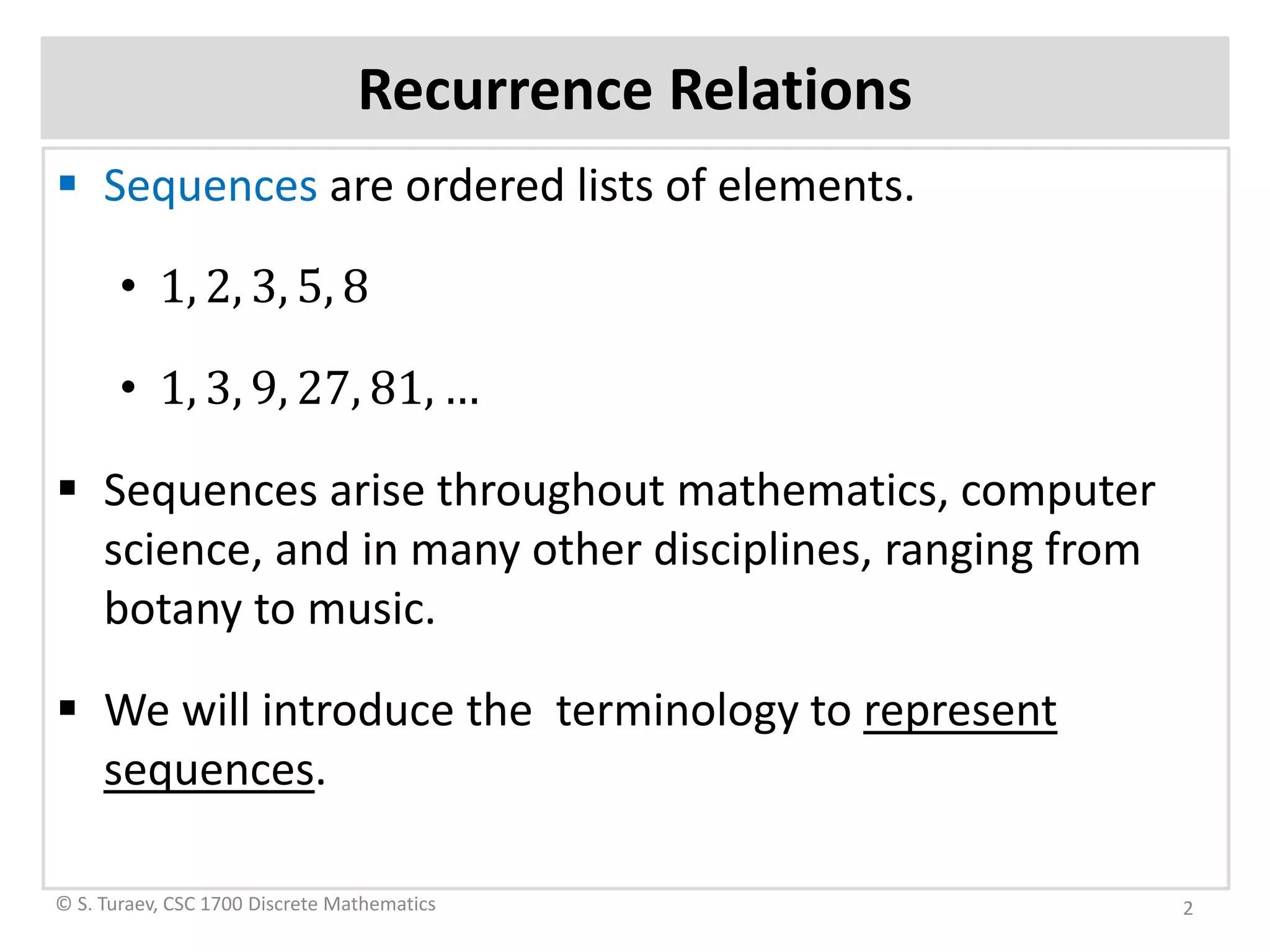Recurrence relations | PDF