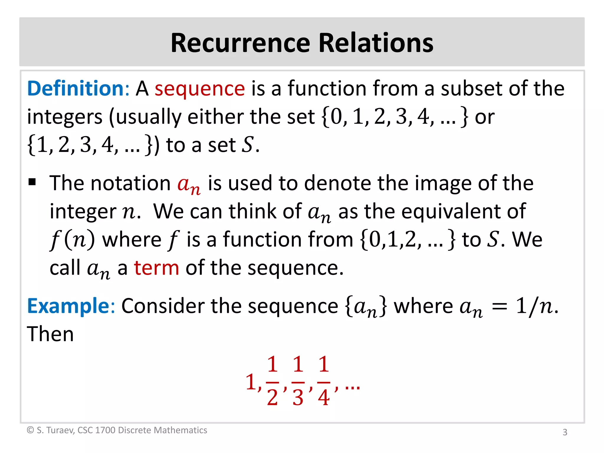 Recurrence relations | PPT