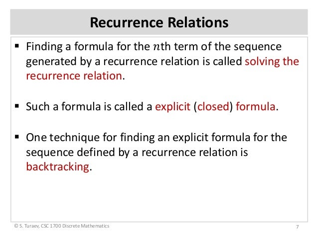 Recurrence relations