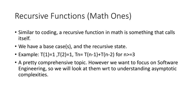 Recurrence relationships | PPTX | Programming Languages | Computing