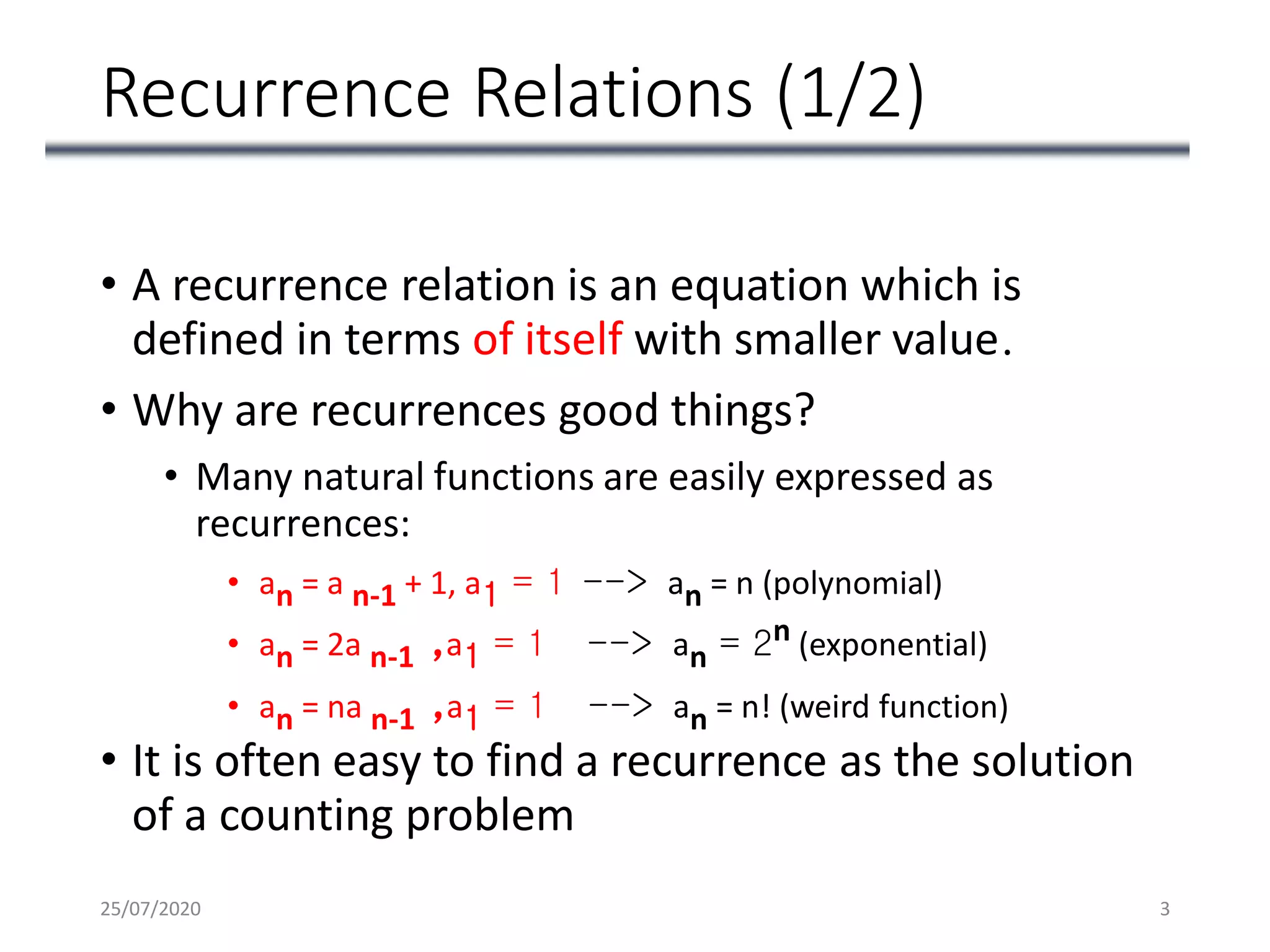 Recurrence relation solutions | PDF | Web Development | Internet