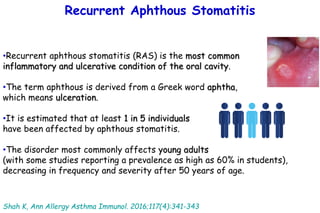Aphthous Stomatitis Canker Sores Recurrent Aphthous