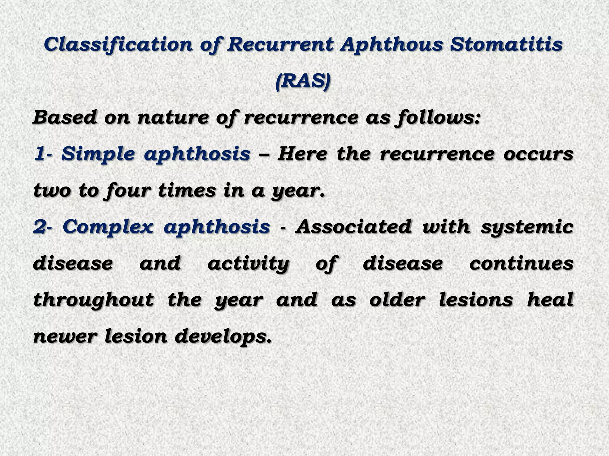 Recurrent aphthous ulcers (RAS).pptx