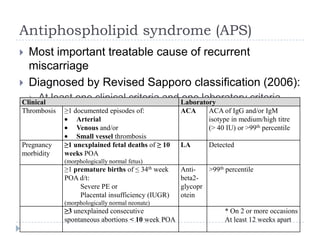 Recurrent miscarriage ppt gynae seminar | PPTX