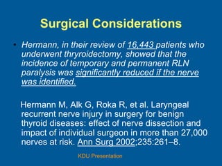 Recurrent Laryngeal Nerve and thyroid surgery | PDF