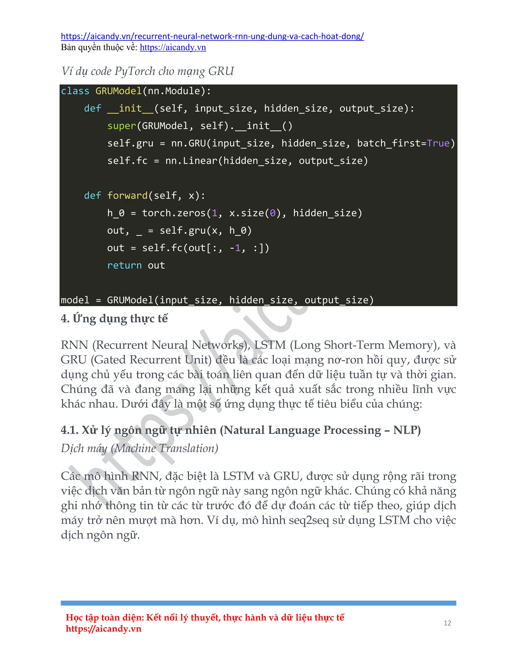 Recurrent Neural Network (RNN) - Ứng dụng và cách hoạt động.pdf