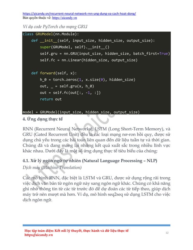 Recurrent Neural Network (RNN) - Ứng dụng và cách hoạt động.pdf
