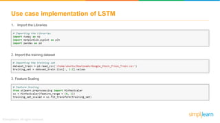 Recurrent Neural Network (RNN) | RNN LSTM Tutorial | Deep Learning Course | Simplilearn | PPTX