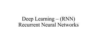 Recurrent neural networks rnn | PDF