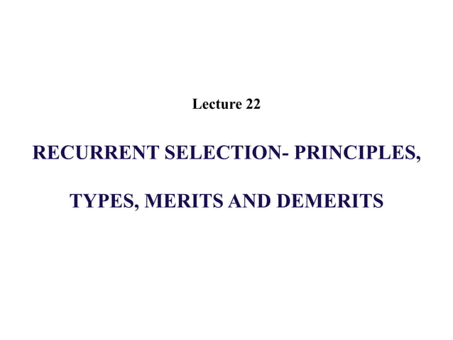 Recurrent Selection.ppt