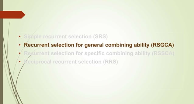 Recurrent Selection And Its Application In Self Pollinated Croppptx
