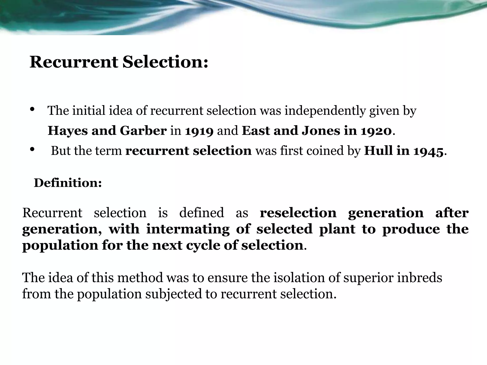 Recurrent Selection Sca1 Pptx Genetics Science