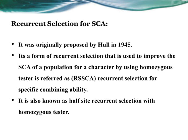 Recurrent Selection Sca1 Pptx Genetics Science