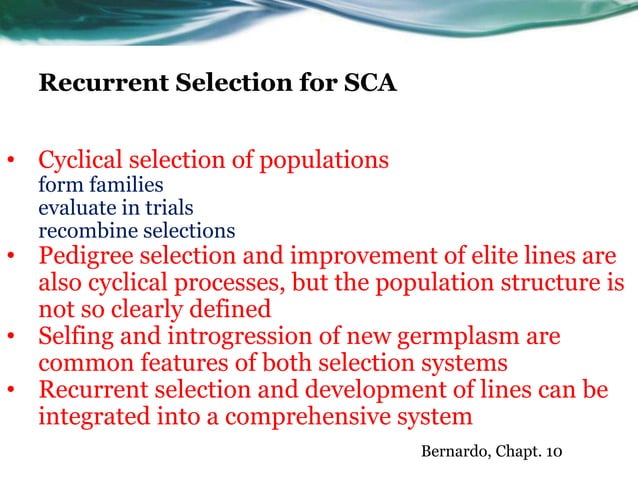 Recurrent Selection Sca1 Ppt