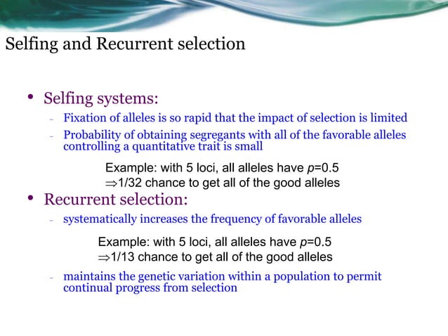 Recurrent Selection Sca1 Pptx Genetics Science