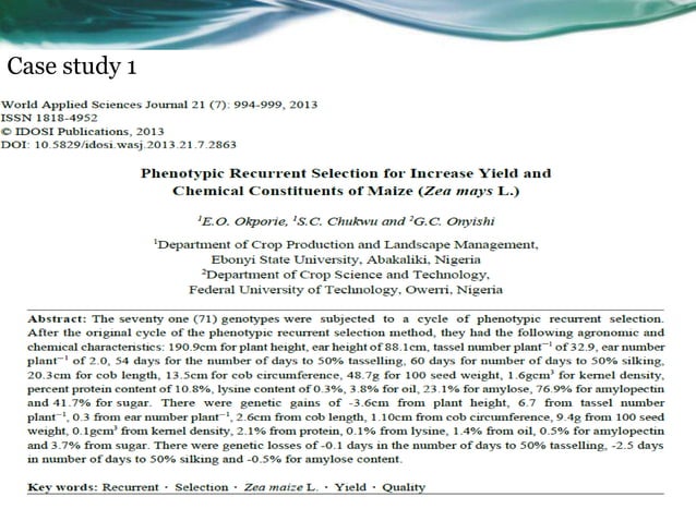 Recurrent Selection Sca1 Pptx Genetics Science