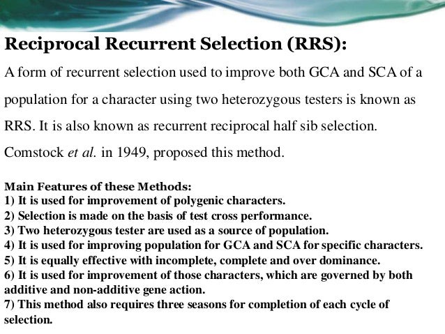 Recurrent Selection Sca1