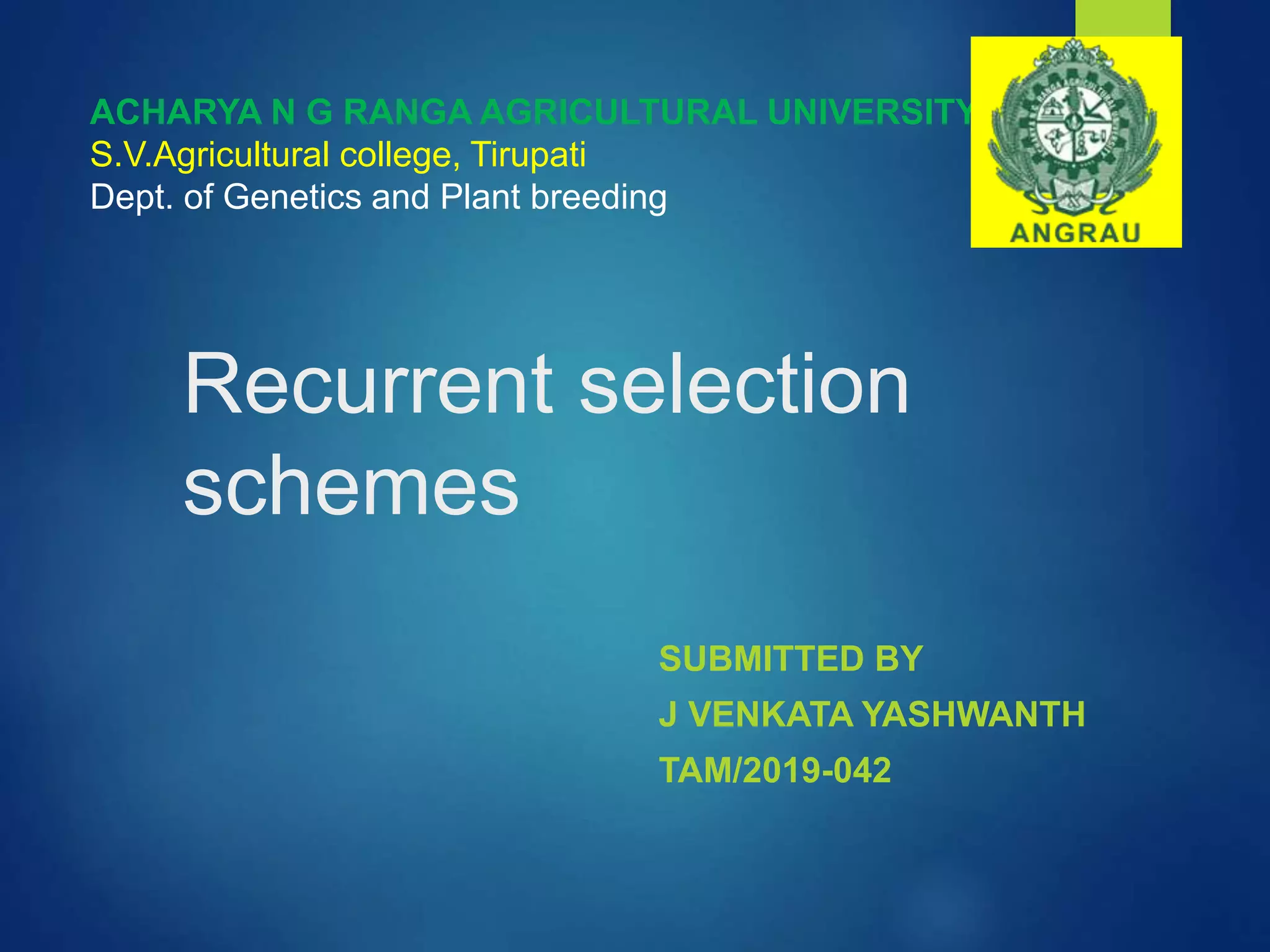 Recurrent selection schemes | PPTX